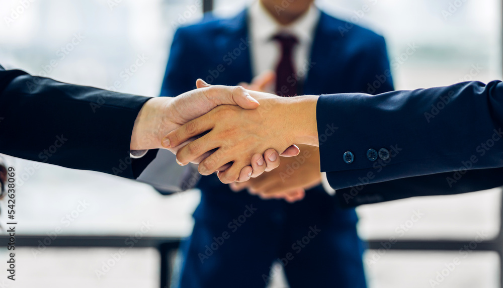 Image two business partner meeting successful handshake together with ...