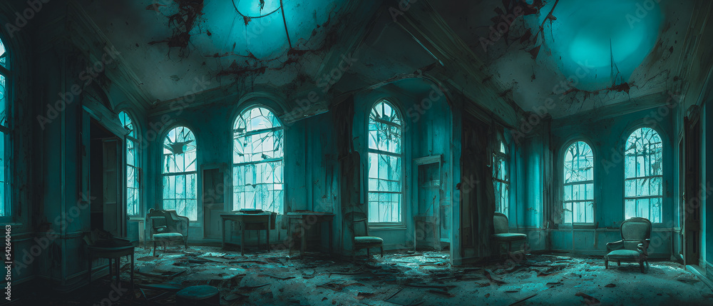 Artistic concept illustration of a scary asylum , background ...