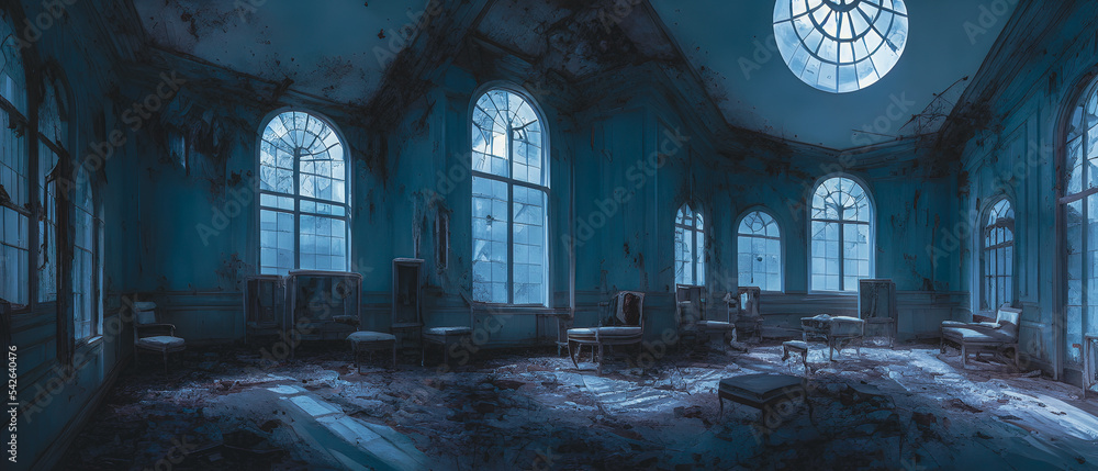 Artistic concept illustration of a scary asylum , background ...