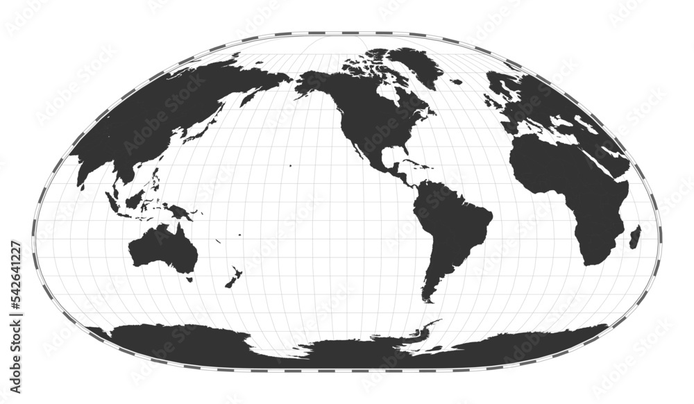 Vector world map. Loximuthal projection. Plan world geographical map ...