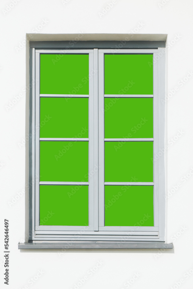 Window isolated. Green screen window background. Empty copy space ...