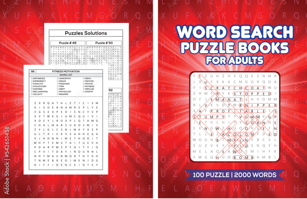 word search puzzle cover for adult Stock Vector | Adobe Stock