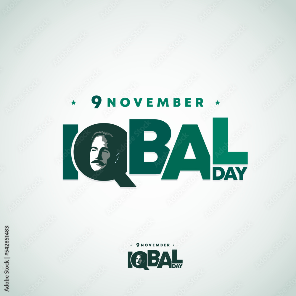 9 November - Iqbal Day. Allama Muhammad Iqbal Birthday. Stock Vector ...