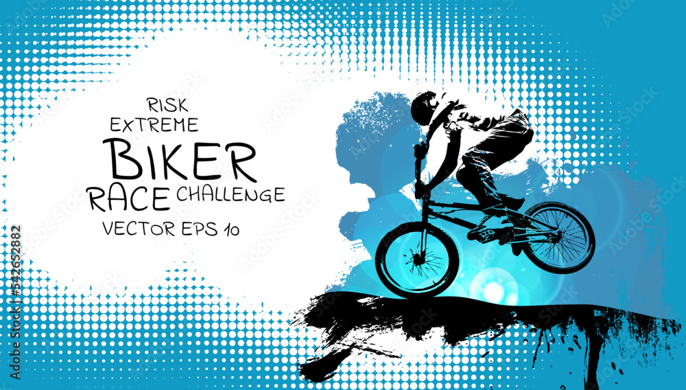 Vector extreme biker with place for text. Background ready for t-shirt ...