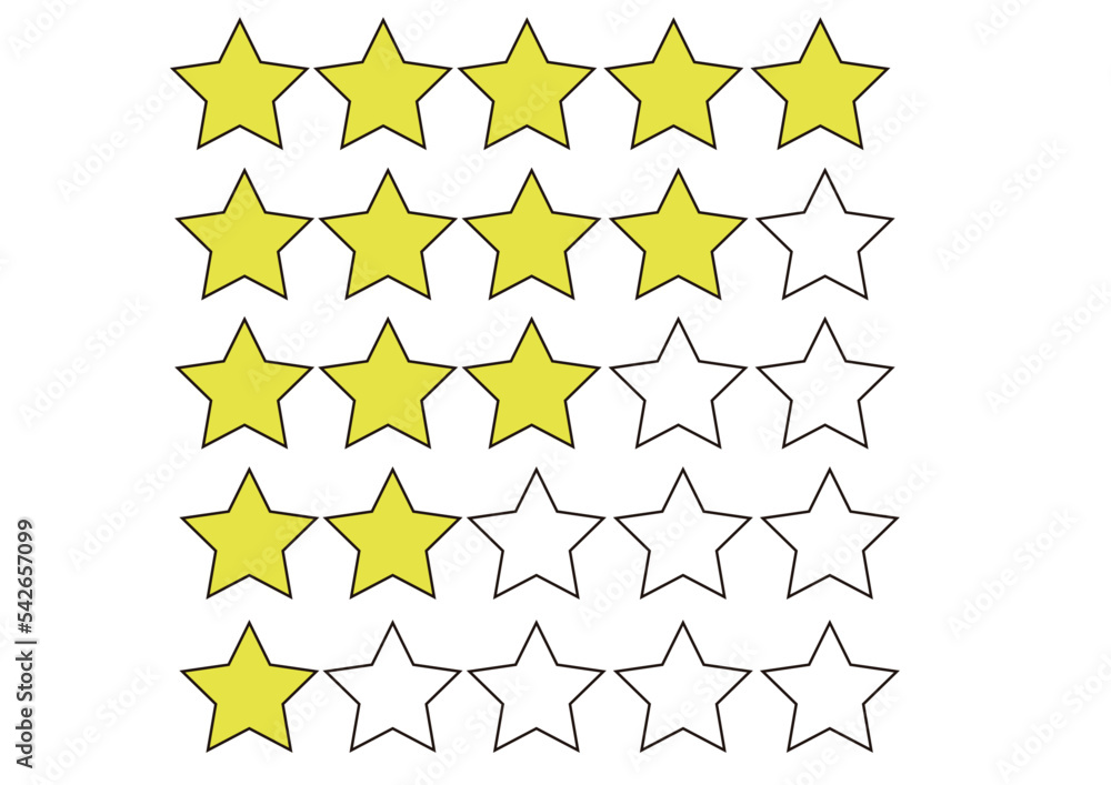 Estrellas para calificación del producto amarillas. Dibujo. Vector ...