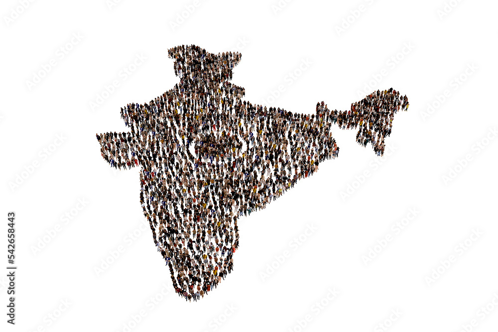A large group of people with the Indian flag color create the Indian ...