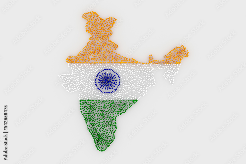 A large group of people with the Indian flag color create the Indian ...