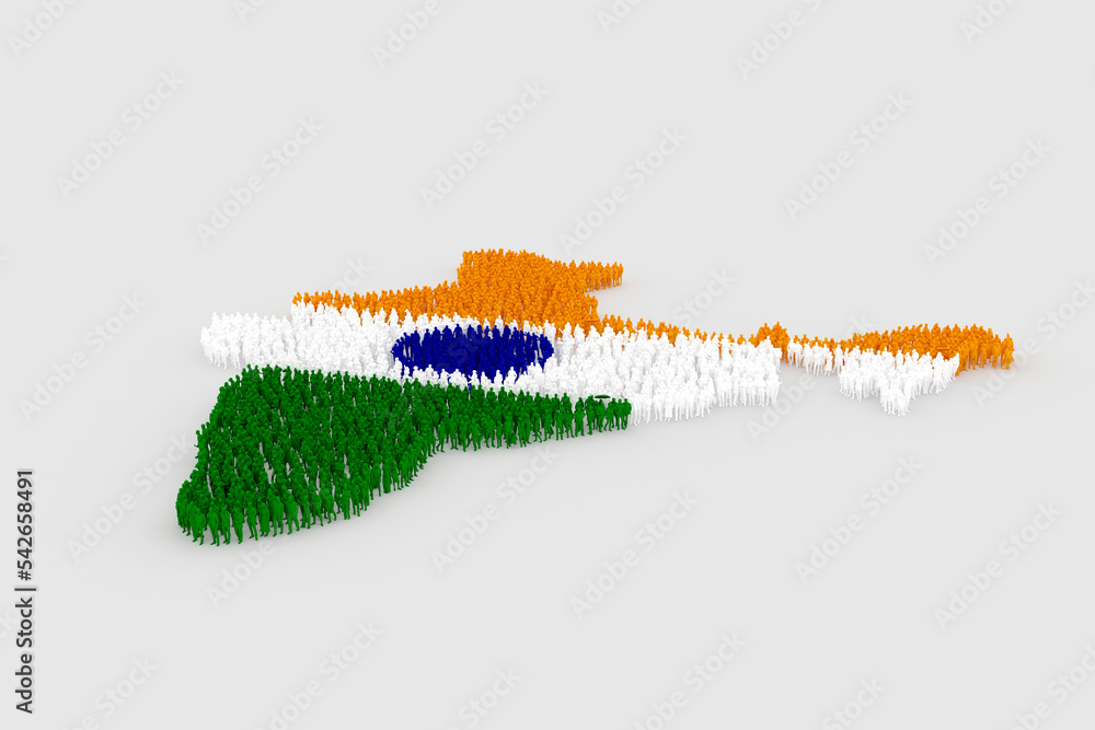 A large group of people with the Indian flag color create the Indian ...