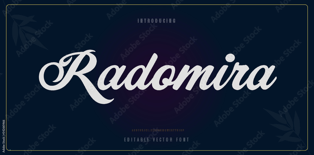 Radomira handwritten style font alphabet lettering template on black ...