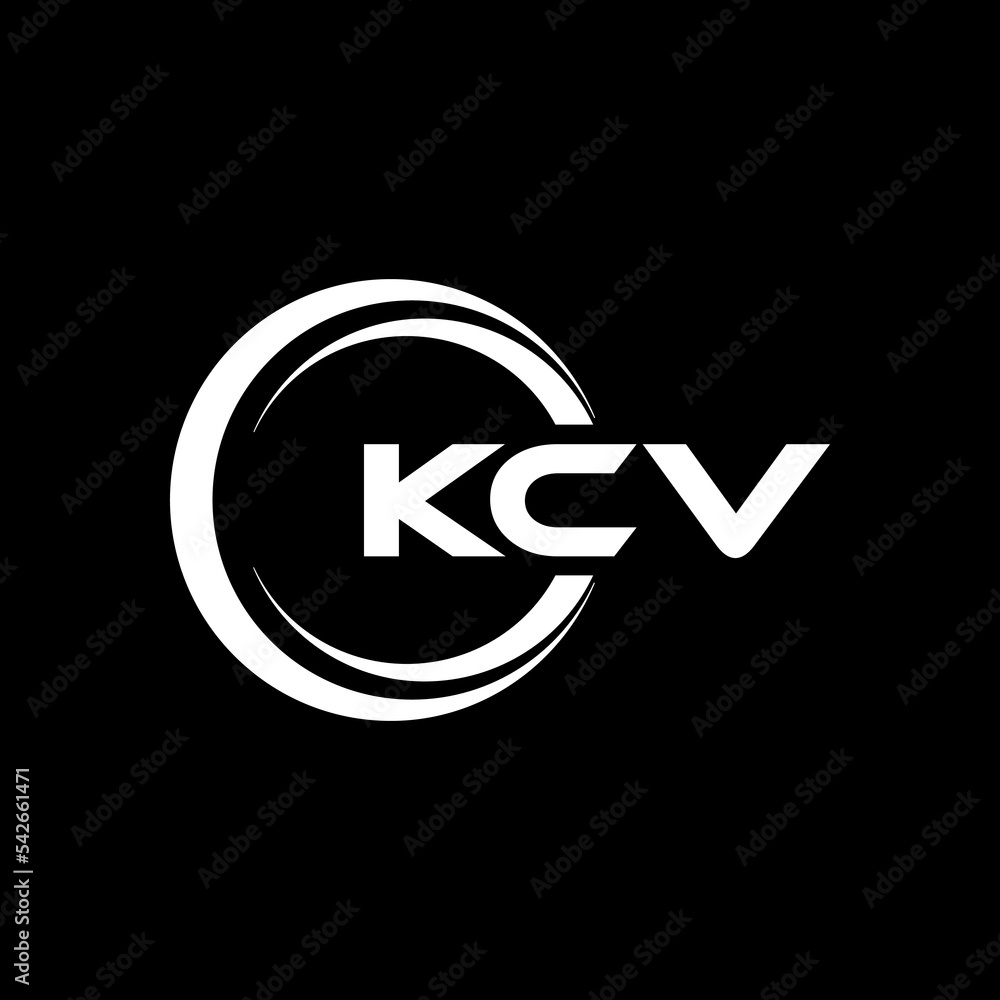 KCV letter logo design with black background in illustrator, cube logo ...
