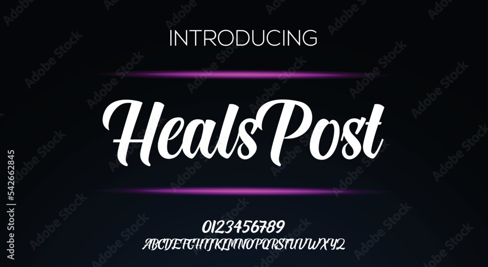 HEALS POST Hand drawn calligraphic vector monoline font. Distress ...