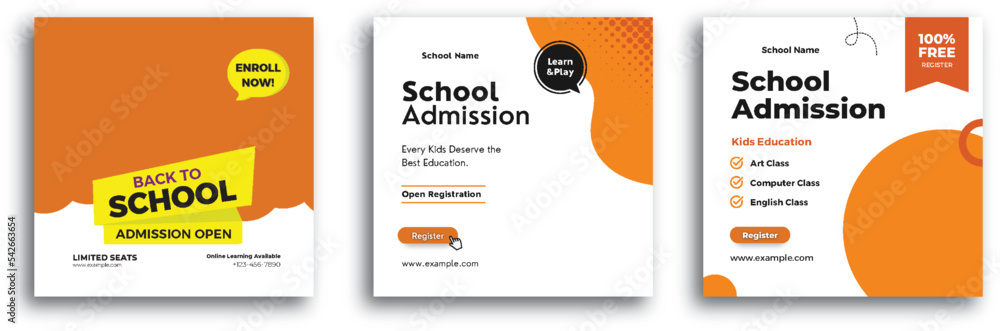 cute school admission social media post template Stock Vector | Adobe Stock