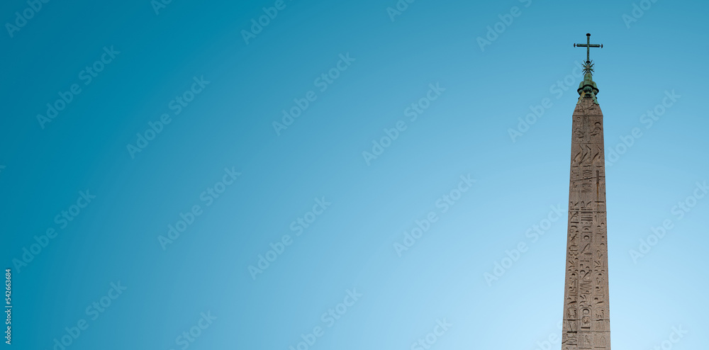 Banner with ancient Egyptian obelisk known as Flaminian Obelisk at ...