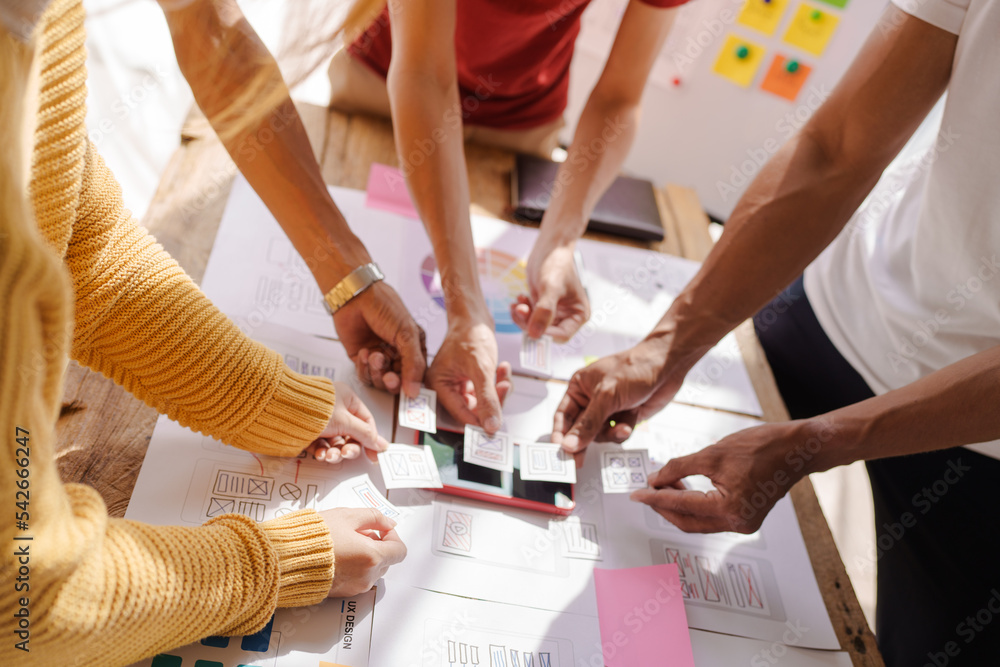 A Ux Design Team Is A Confluence Of User Research Ux Ui Design With Layout Paper On Desk