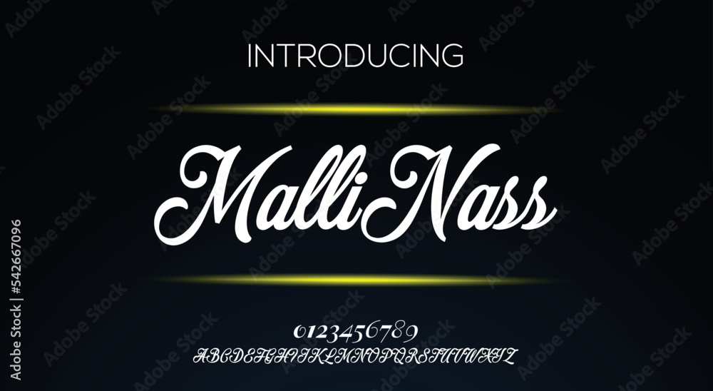 MALLI NASS Hand drawn calligraphic vector monoline font. Distress ...