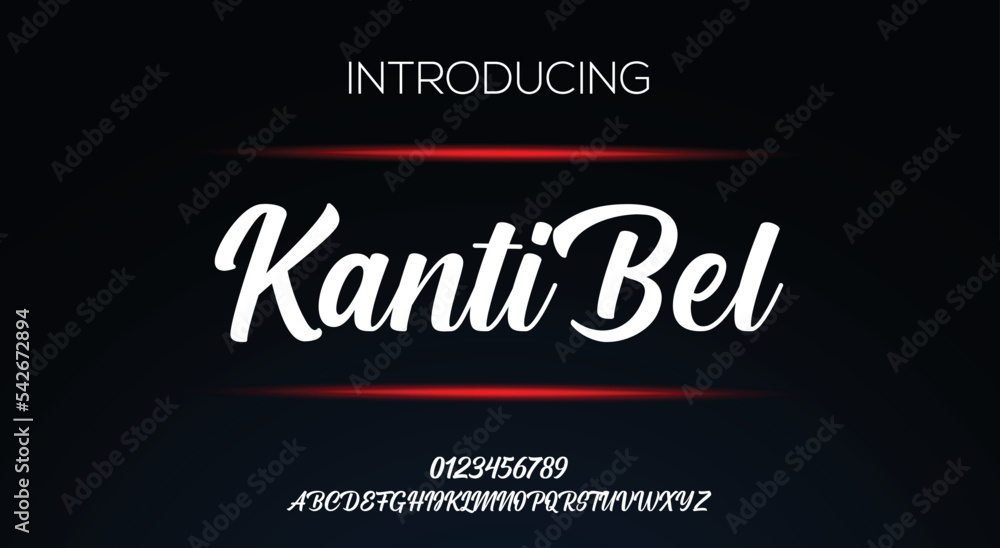 KANTI BEL Hand drawn calligraphic vector monoline font. Distress ...