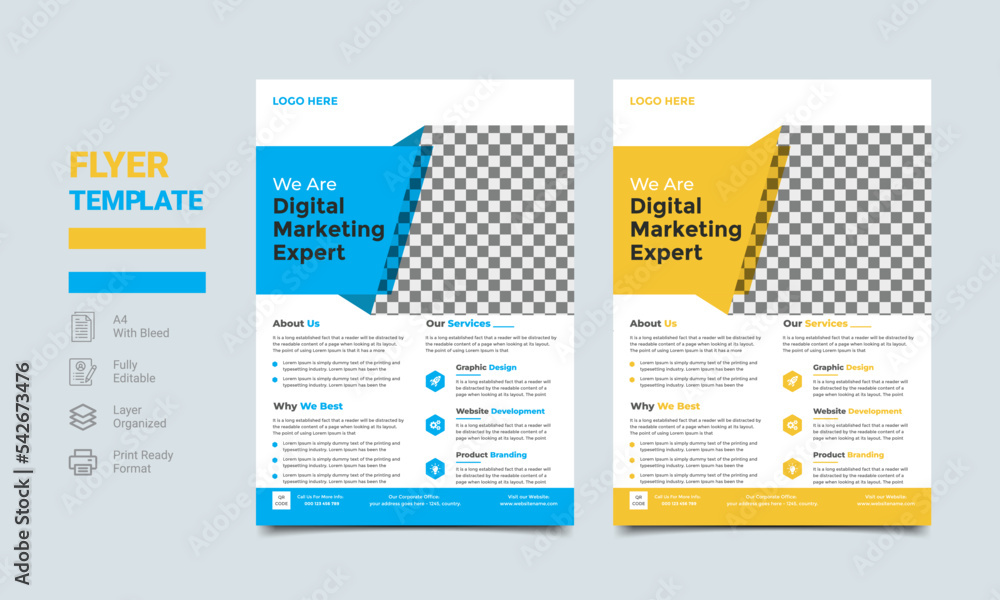 Business abstract Corporate Business Flyer vector template, A4 paper ...