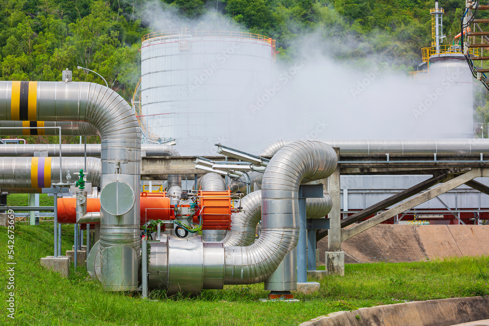 Steel long pipes insulation flowing and pipe elbow in station oil ...