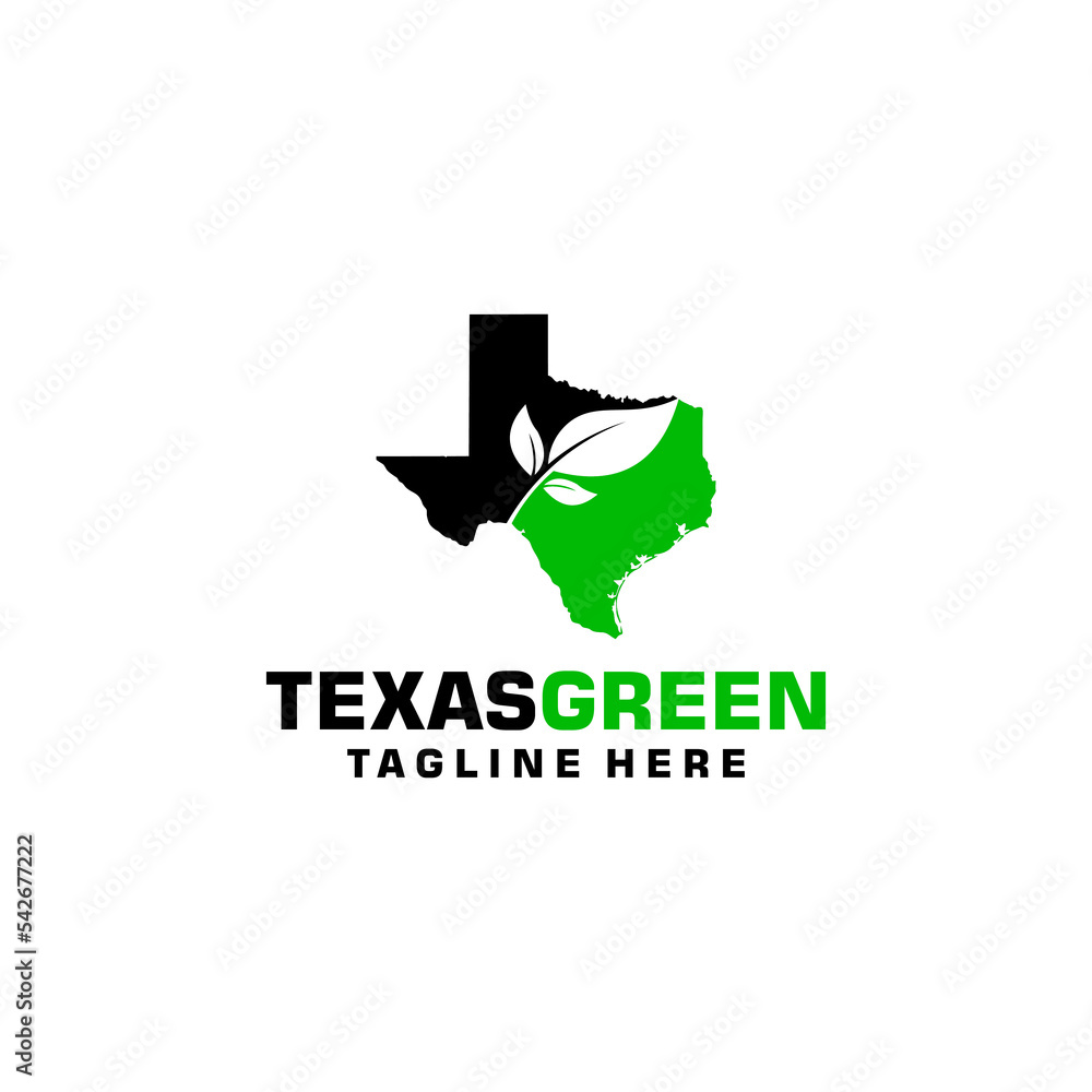 texas map green leaf logo design inspiration Stock Vector | Adobe Stock