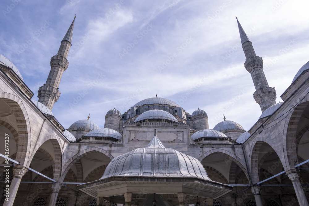 Wide angle exterior of The Sehzade Mosque known as Şehzade Paşa Camii ...