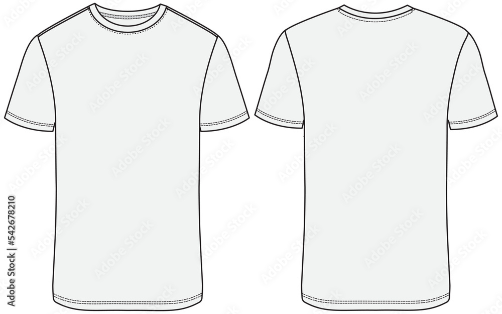 blank t shirt technical drawing vector template Stock Vector | Adobe Stock
