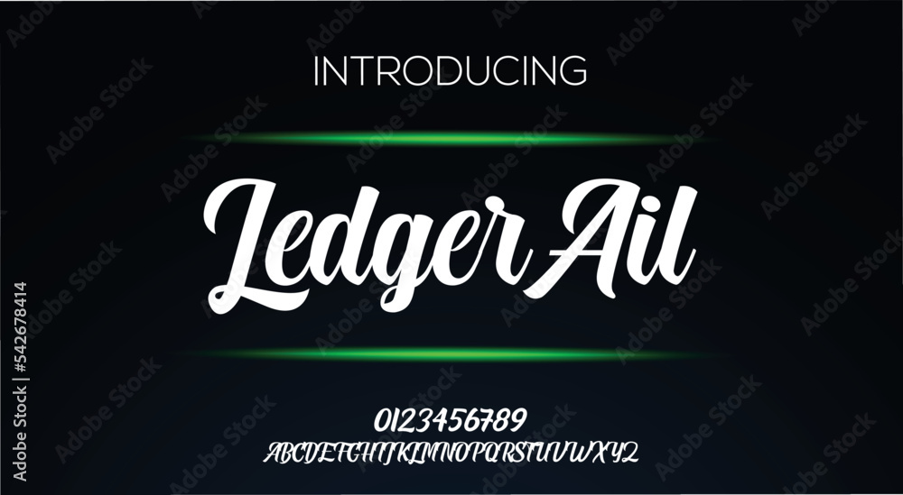 LEDGER AIL Hand drawn calligraphic vector monoline font. Distress ...