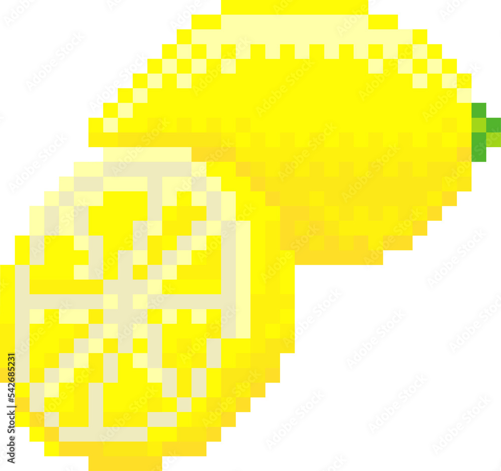 Lemon Pixel Art 8 Bit Video Game Fruit Icon Stock Illustration | Adobe ...