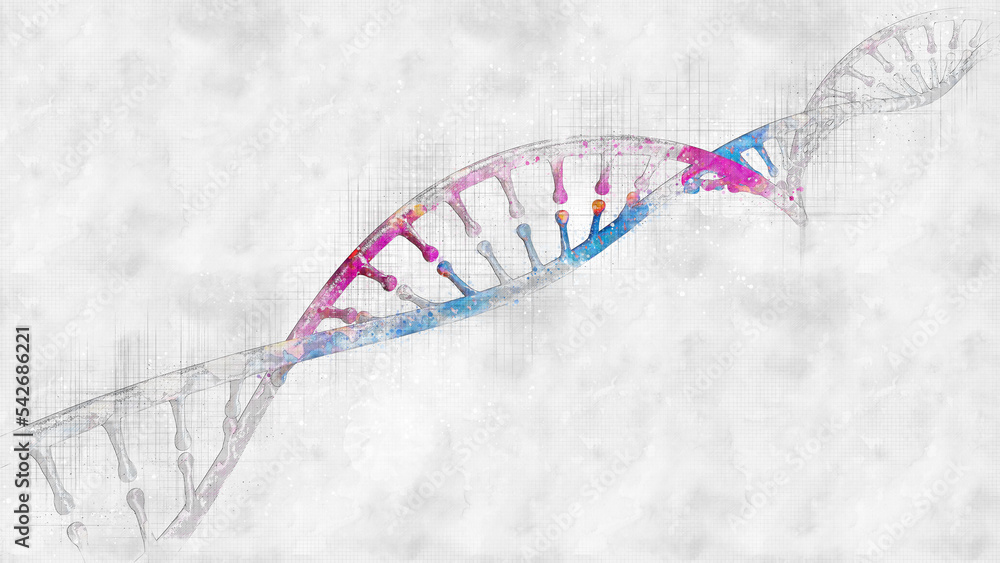 Dna helix, computer analysis and testing. Genetic instructions used for ...