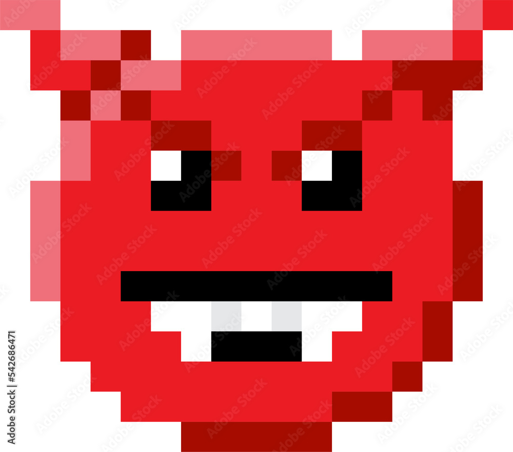 Emoticon Face Pixel Art 8 Bit Video Game Icon Stock Illustration ...