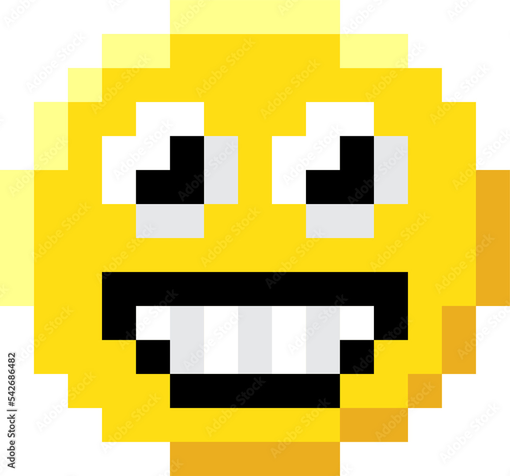 Emoticon Face Pixel Art 8 Bit Video Game Icon Stock Illustration ...