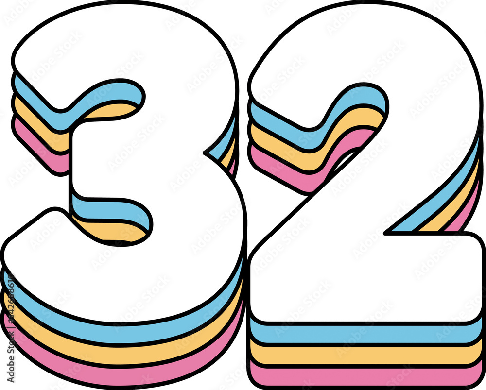 Number 32 Stock Illustration | Adobe Stock