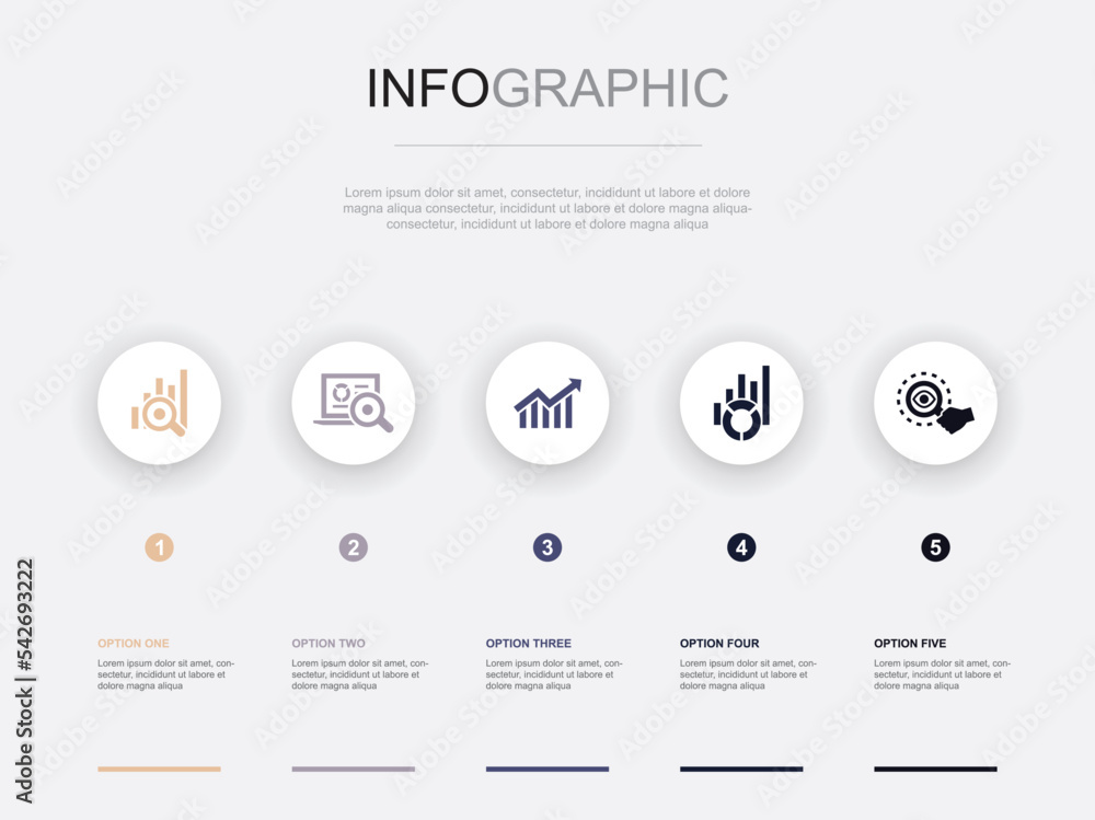 research, monitoring, trend, statistics, inspection icons Infographic ...