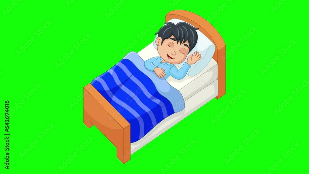 sleeping boy cartoon 2d animation screen green background.mp4 Stock ビデオ ...