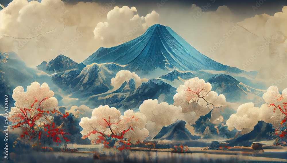 Japanese background with blue texture 3d illustration Stock ...