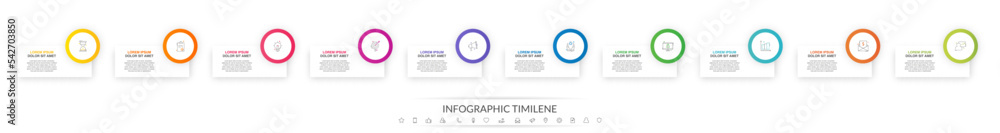 Modern vector infographics design template. Concept with 10 steps, labels. Creative timeline ...