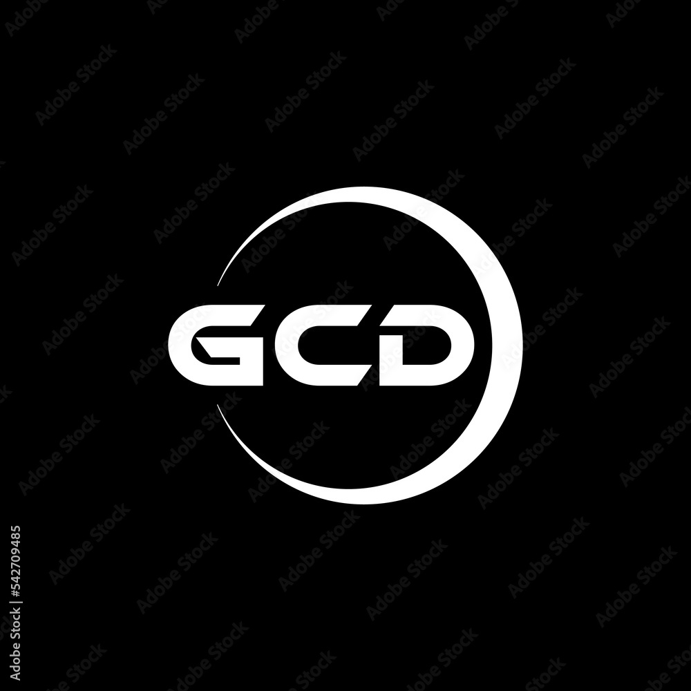 GCD letter logo design with black background in illustrator, cube logo ...