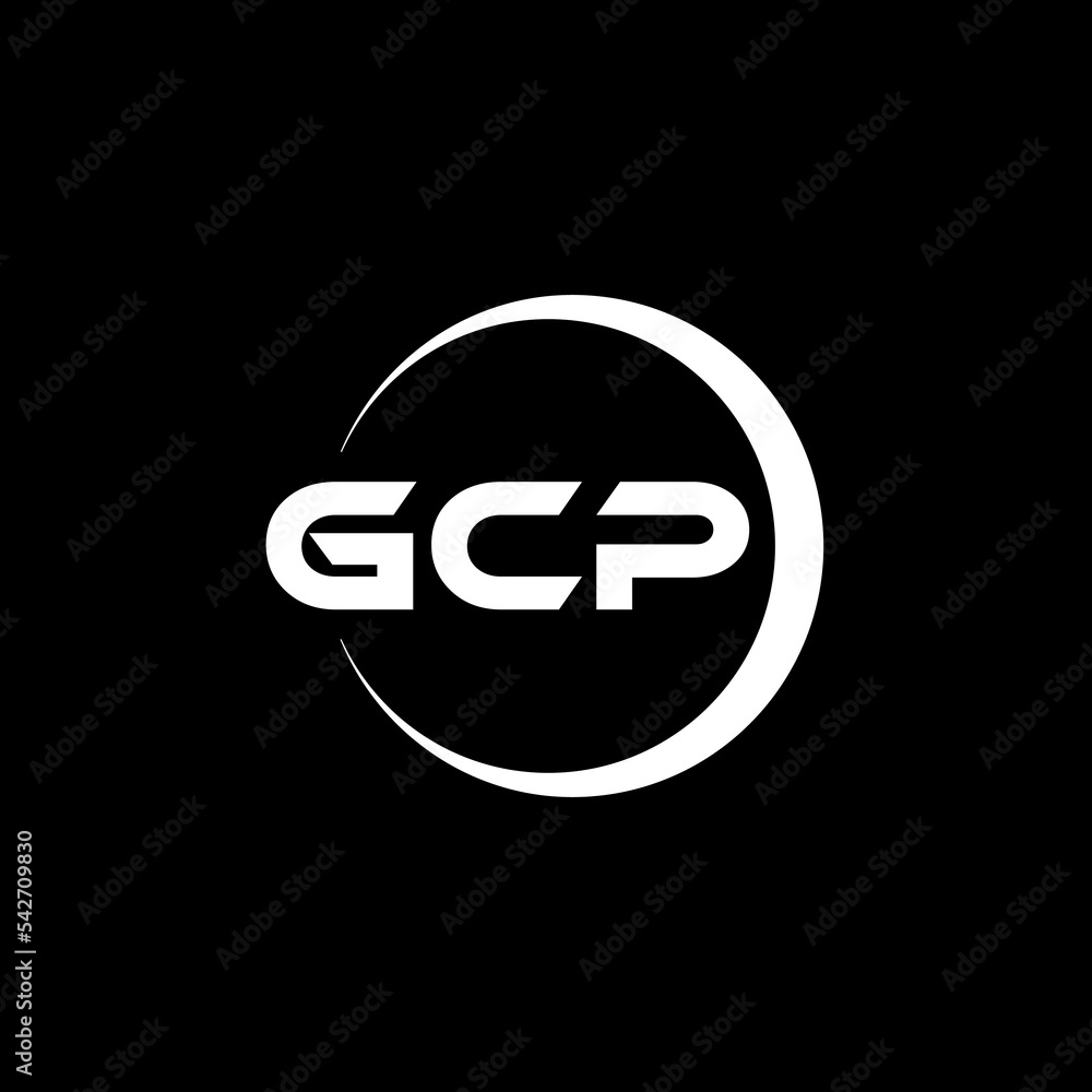 GCP letter logo design with black background in illustrator, cube logo ...