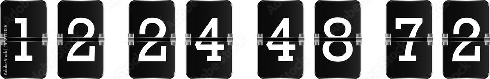 Scoreboard for account billing. PNG. Countdown numbers flip counter vector isolated set. Retro ...