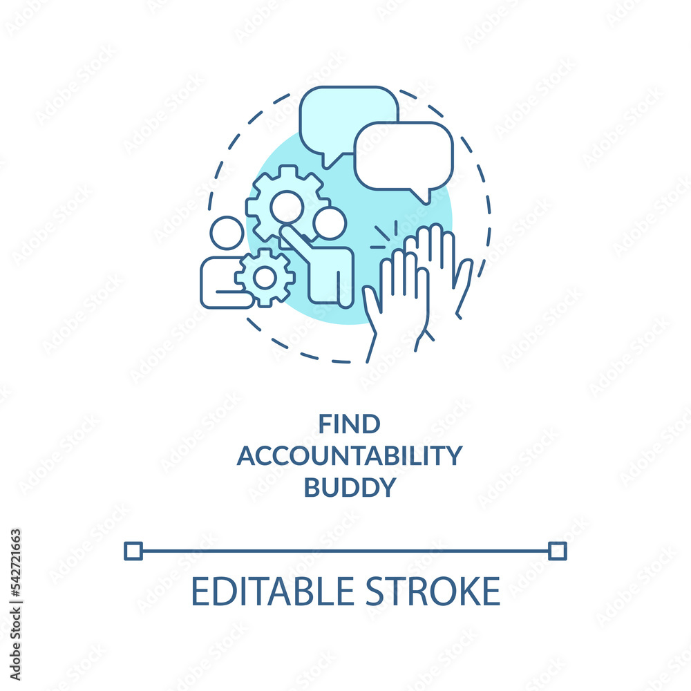 Find accountability buddy turquoise concept icon. Virtual coworking ...