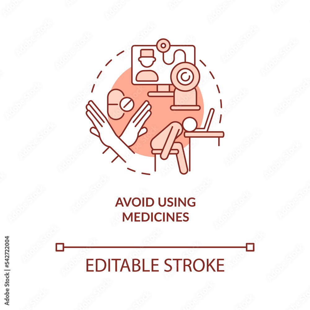 Vecteur Stock Avoid using medicines terracotta concept icon. Stop self ...