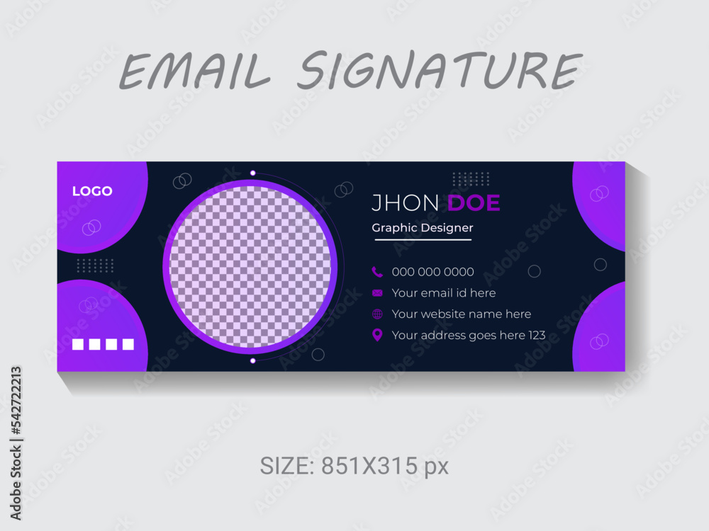 Editable Email signature vector banner template, mail footer and ...