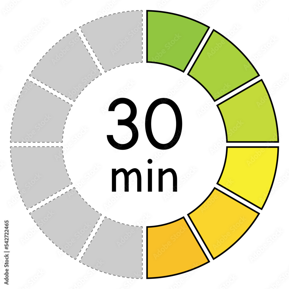 30 minutes with circle time pie diagram,concept of time,illustration ...