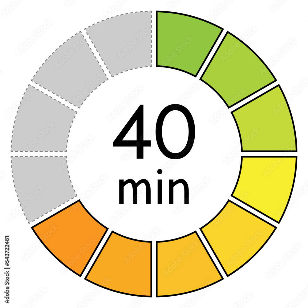 40 minutes with circle time pie diagram,concept of time,illustration ...