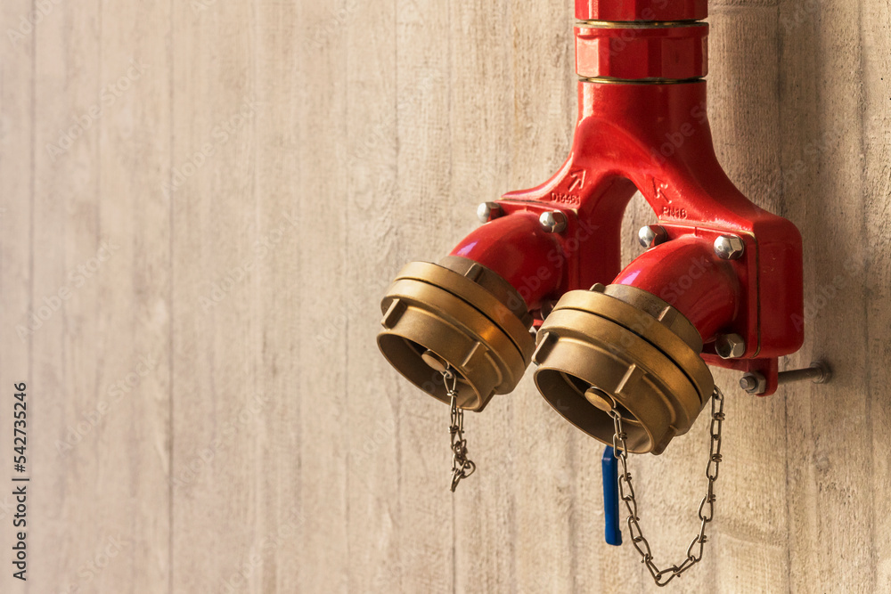 Foto de Fire Hydrant Fire Department Connection On Wall. Emergency ...