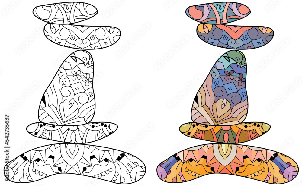 Vector Illustration of balance made of decorative stones for coloring ...