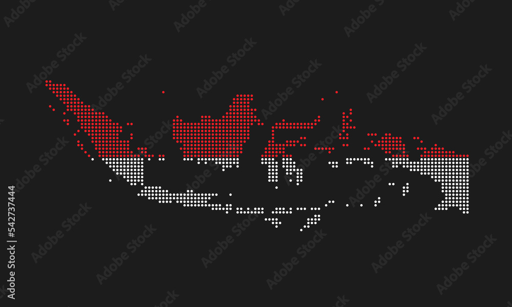 Vetor de Indonesia map flag with grunge texture in mosaic dot style. Abstract pixel vector ...