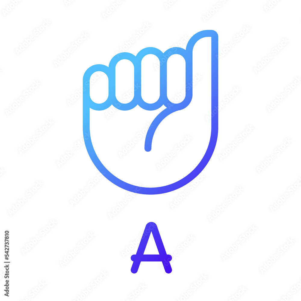 Letter A in American sign language pixel perfect gradient linear vector ...