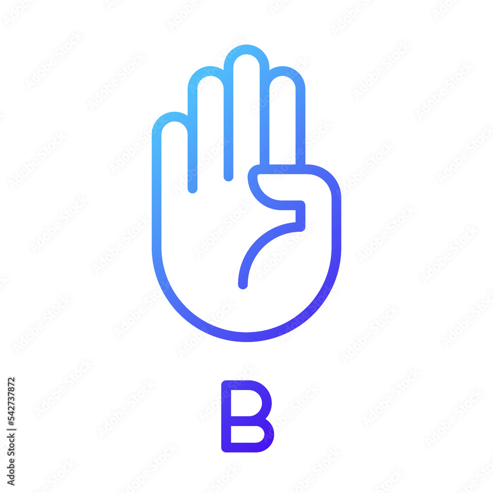 Letter B in American sign language pixel perfect gradient linear vector ...