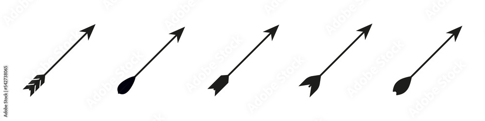 Arrow bow vector icons. Antique arrow weapon. Black arrow icons vector ...