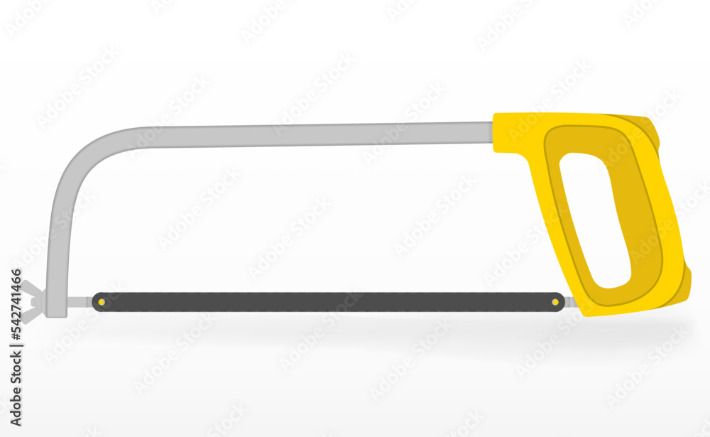 Frame Hacksaw. Vector Yellow Hand Saw Isolated Illustration. Carpenter ...